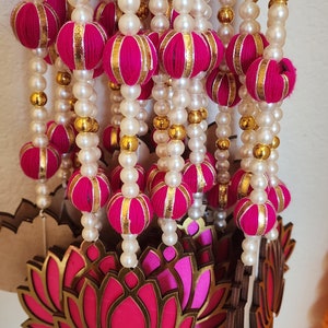 Lotus Garland With Pearls| Pink Lotus | Temple Decor | Diwali ...