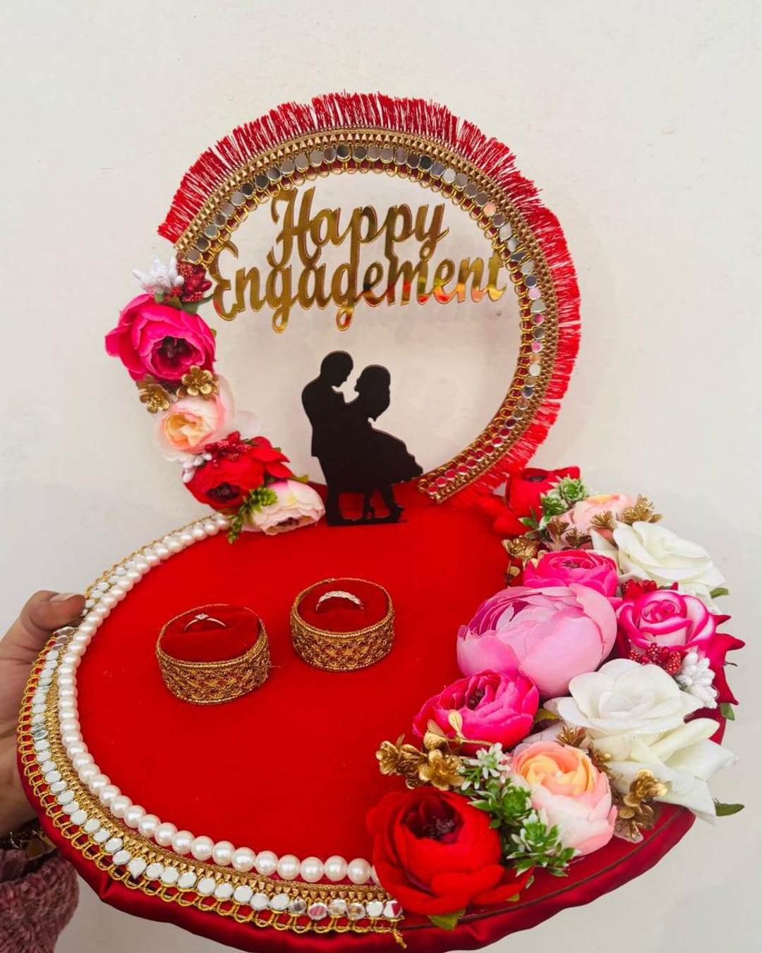 Floral Engagement Ring Platter - Decorative Bridal Proposal Tray ...