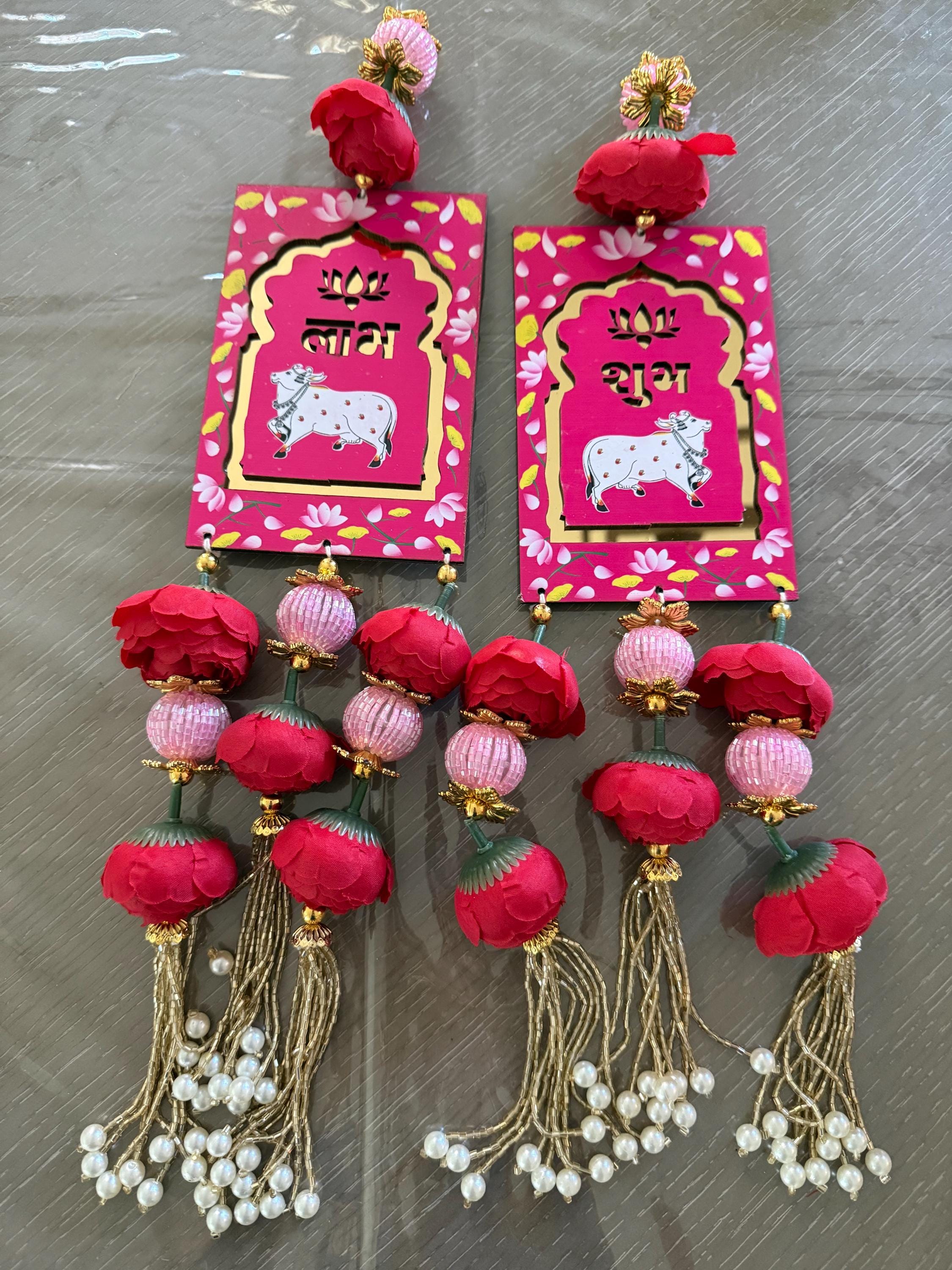 Handmade Shubh Labh Door Hanging: Diwali Temple Wall Decor Ganesh ...