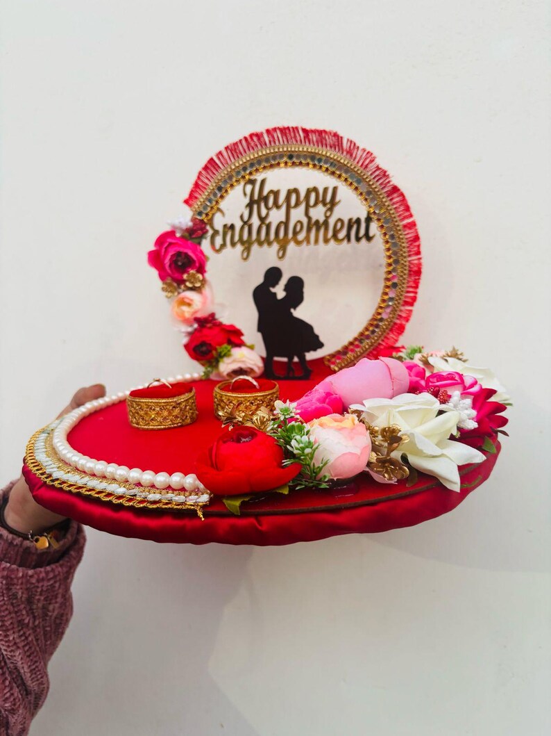 Floral Engagement Ring Platter - Decorative Bridal Proposal Tray ...