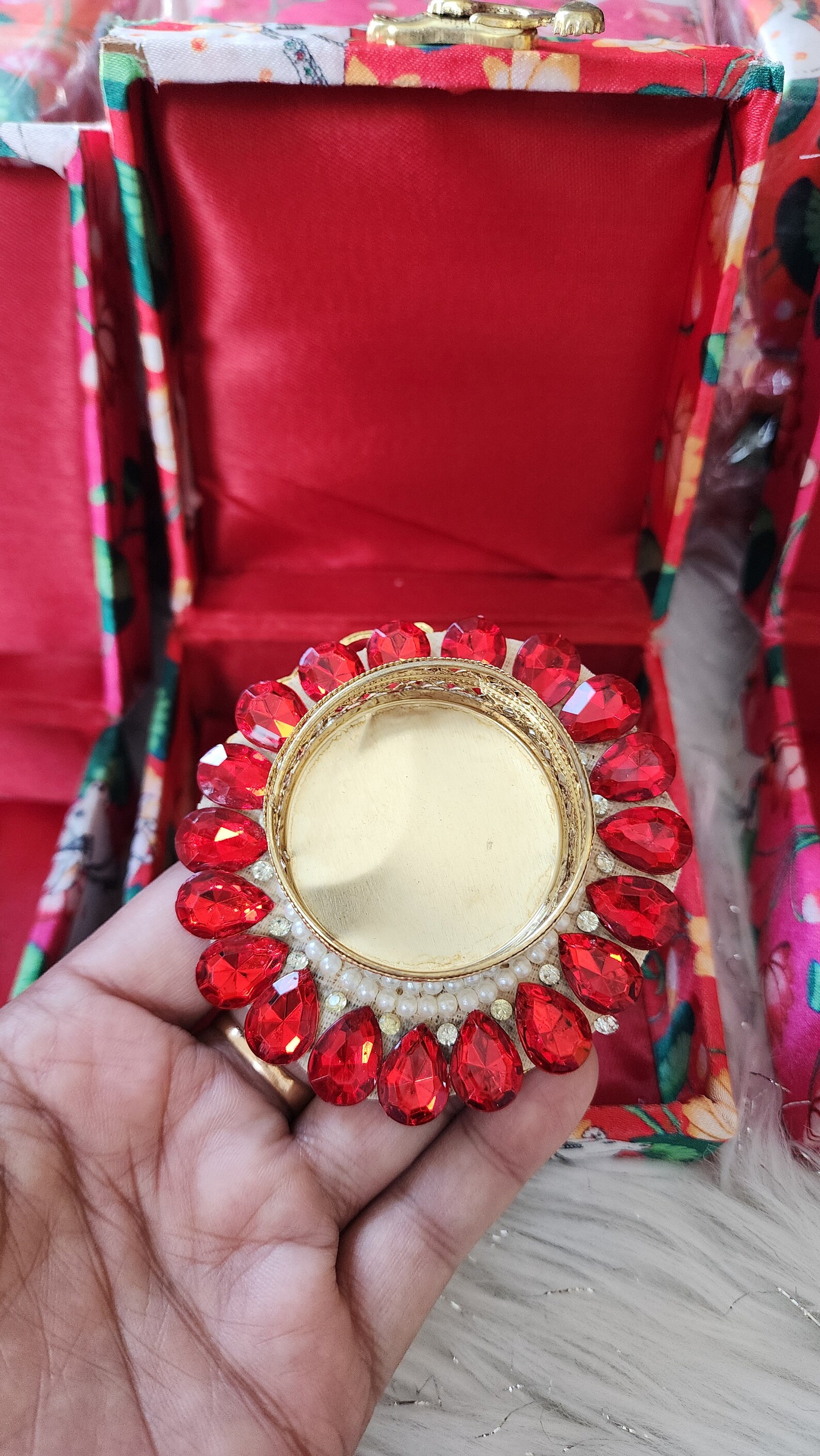 Handmade Pichwai Print Decorative Box With Tea Light Holder – Indian ...