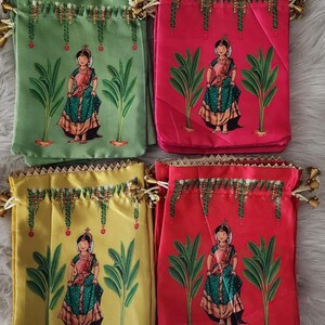 Lot of 100 Potli Bag Haldi Mehndi Silk Potli, Wedding Return Gift Favor ...