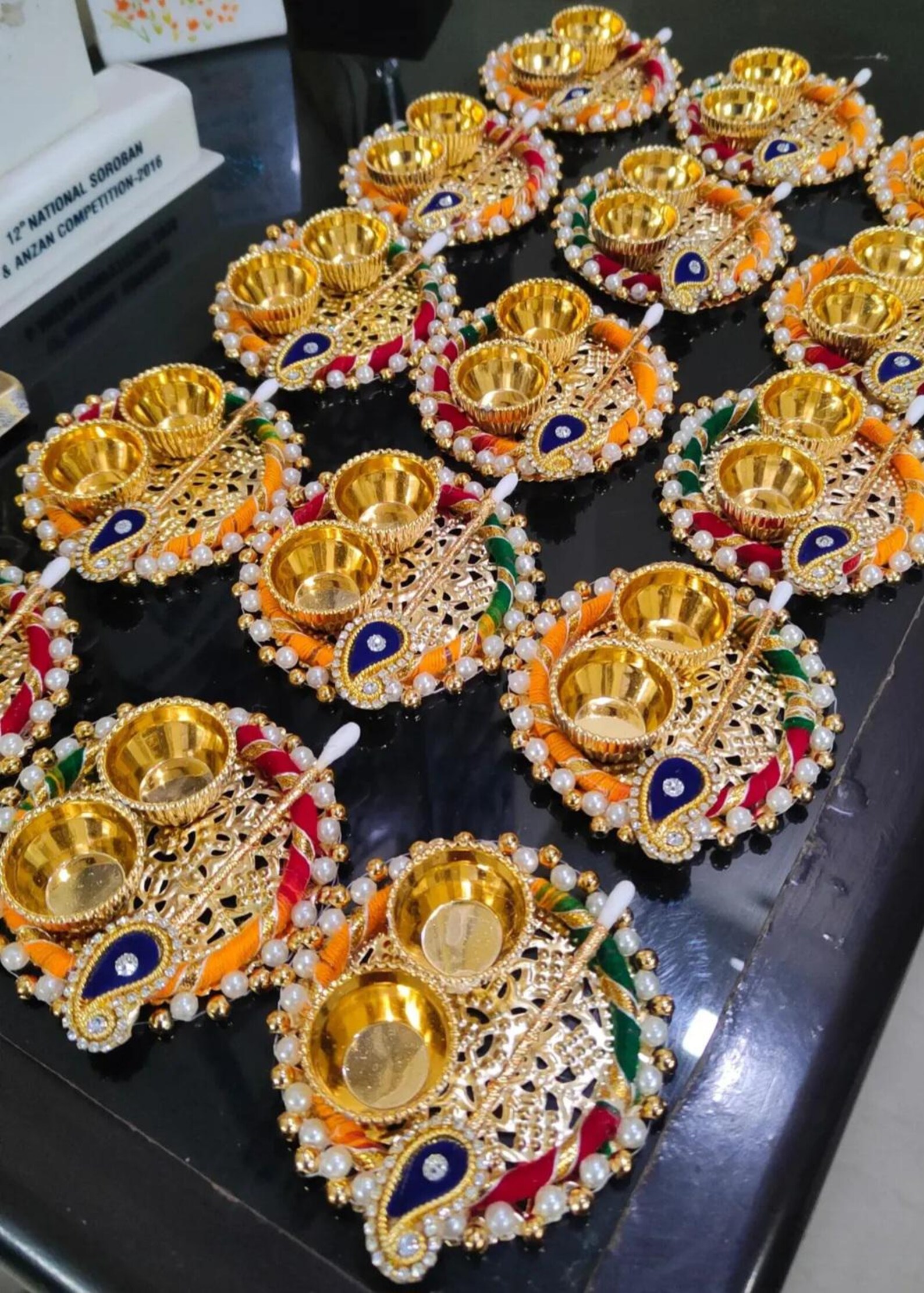 Handcrafted Multicolor Haldi Kumkum Plate: Pooja Favor With Stick - Etsy