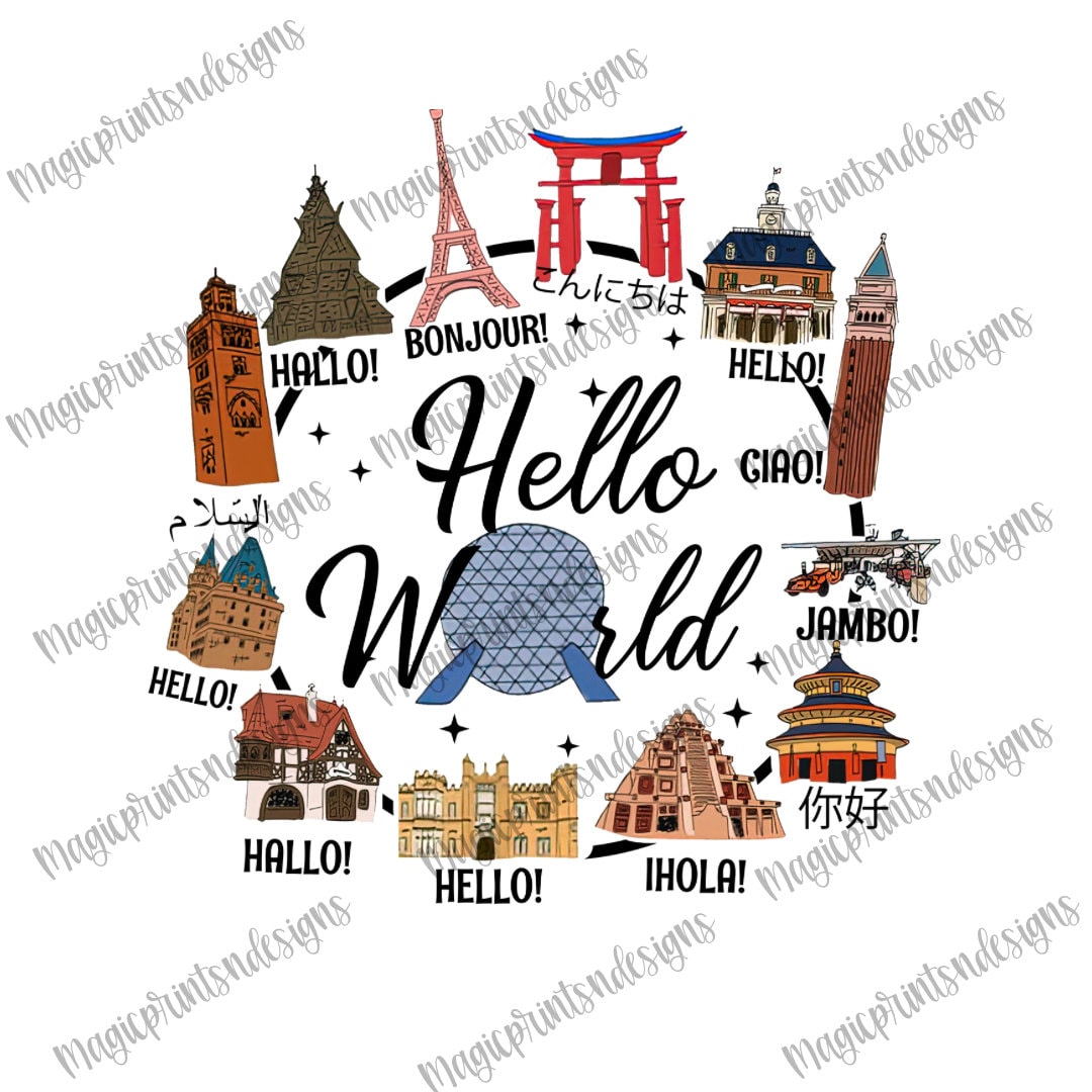 WDW Epcot SVG PNG "hello World" Around the World, Epcot Countries ...