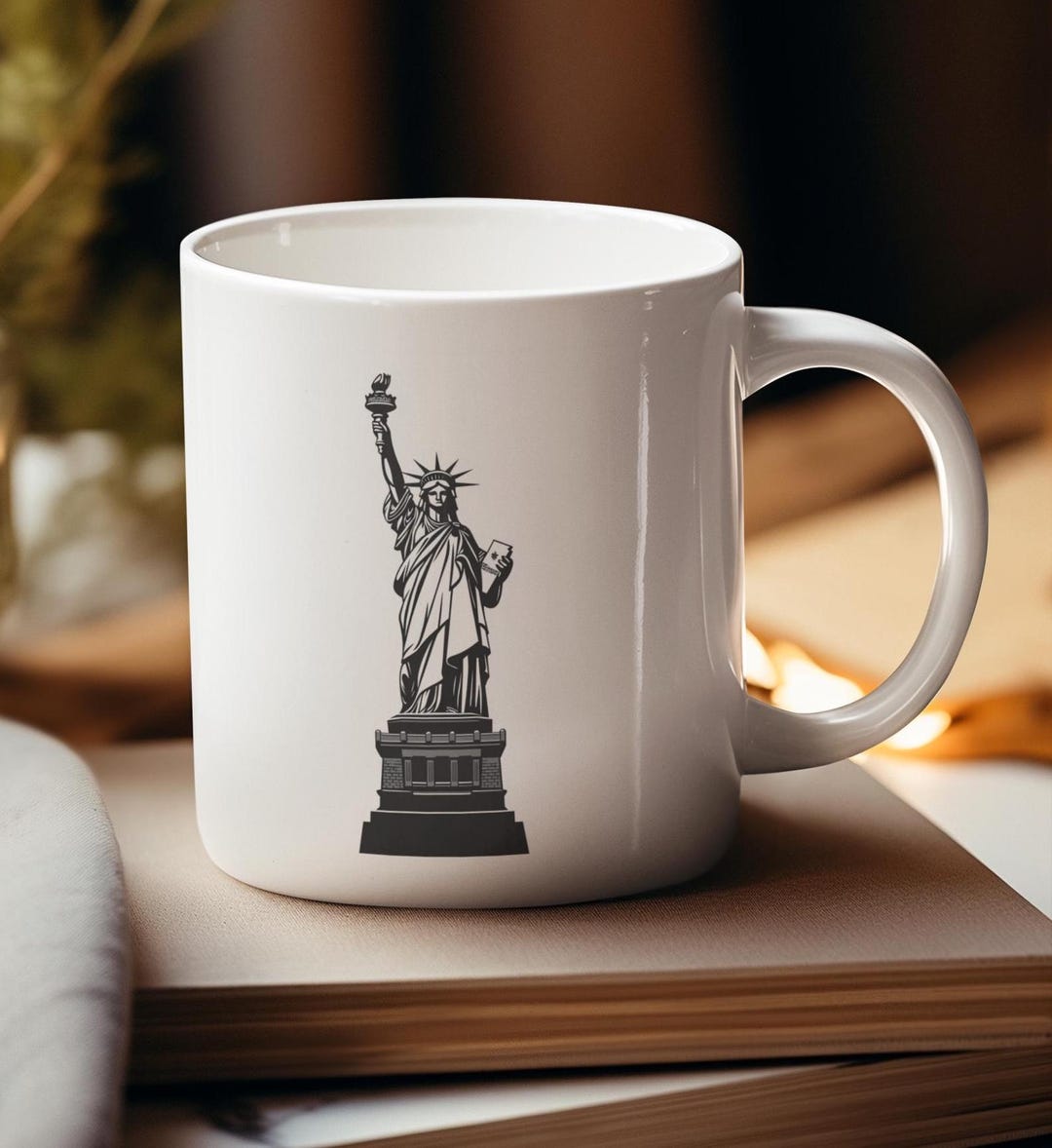 Patriotic Mug - Statue of Liberty Design, USA Flag Coffee Cup, American ...