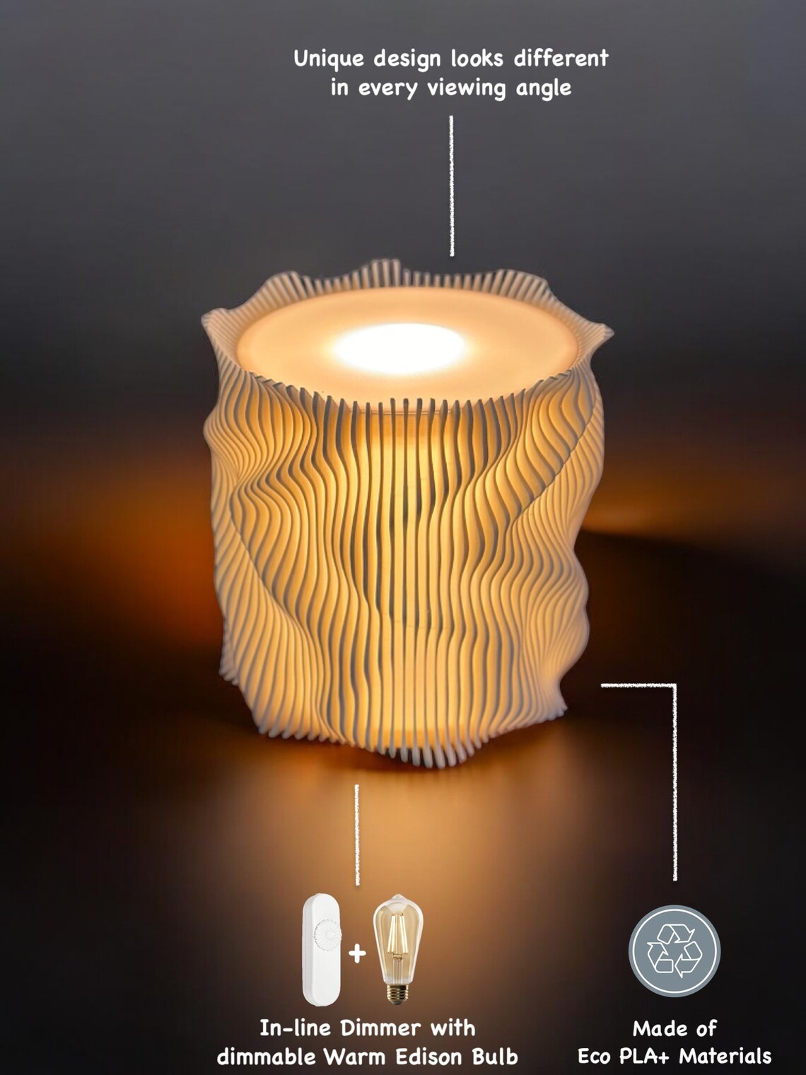 MISO Custom Table Lamp With Dimming Warm Edison Bulb Modlamp, Desk Lamp ...