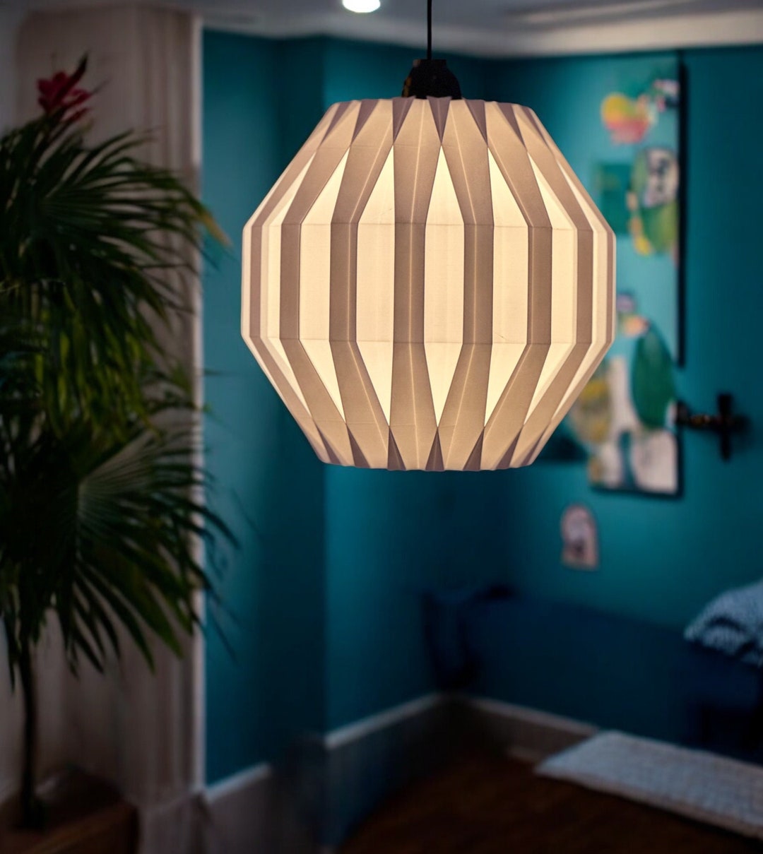Fuji Pendant Lamp Chandelier 3D Printed Pendant Light, E26 Edison Bulb ...