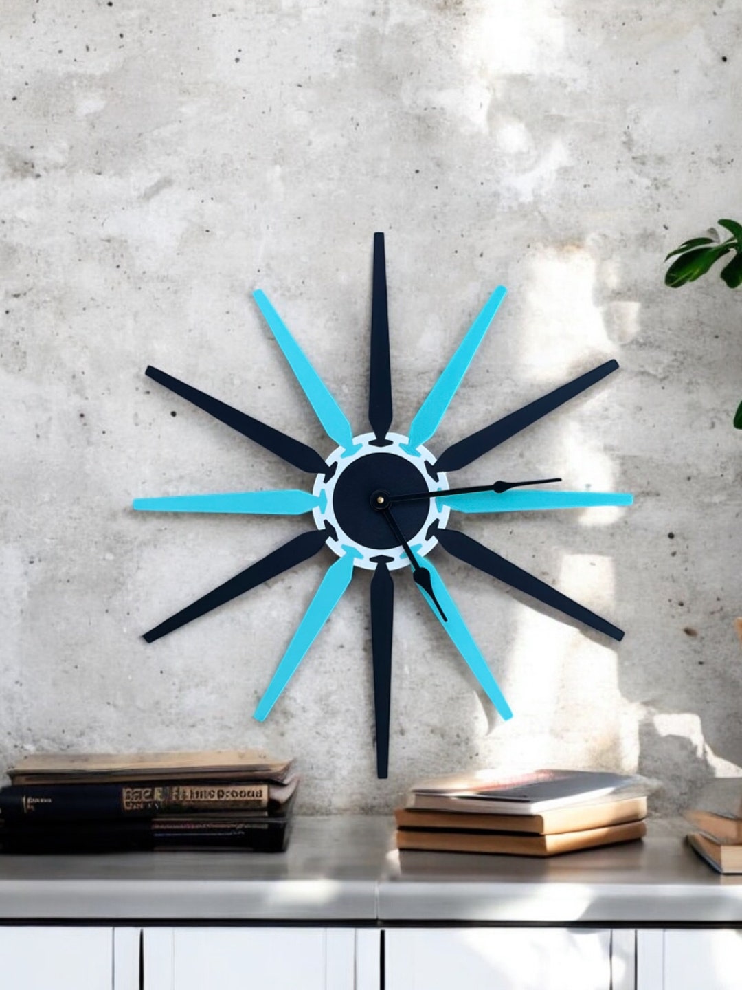 Modern Starburst Clock 22" Personalizable Clock, Atomic Wall Clock ...