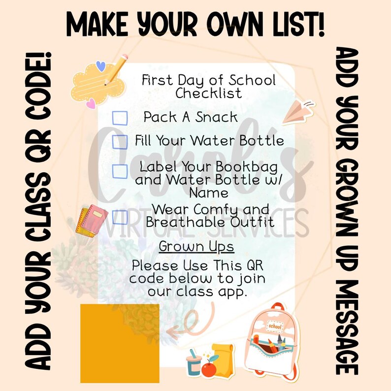 Editable First Day of School Checklist | Teacher Resources | Instant ...
