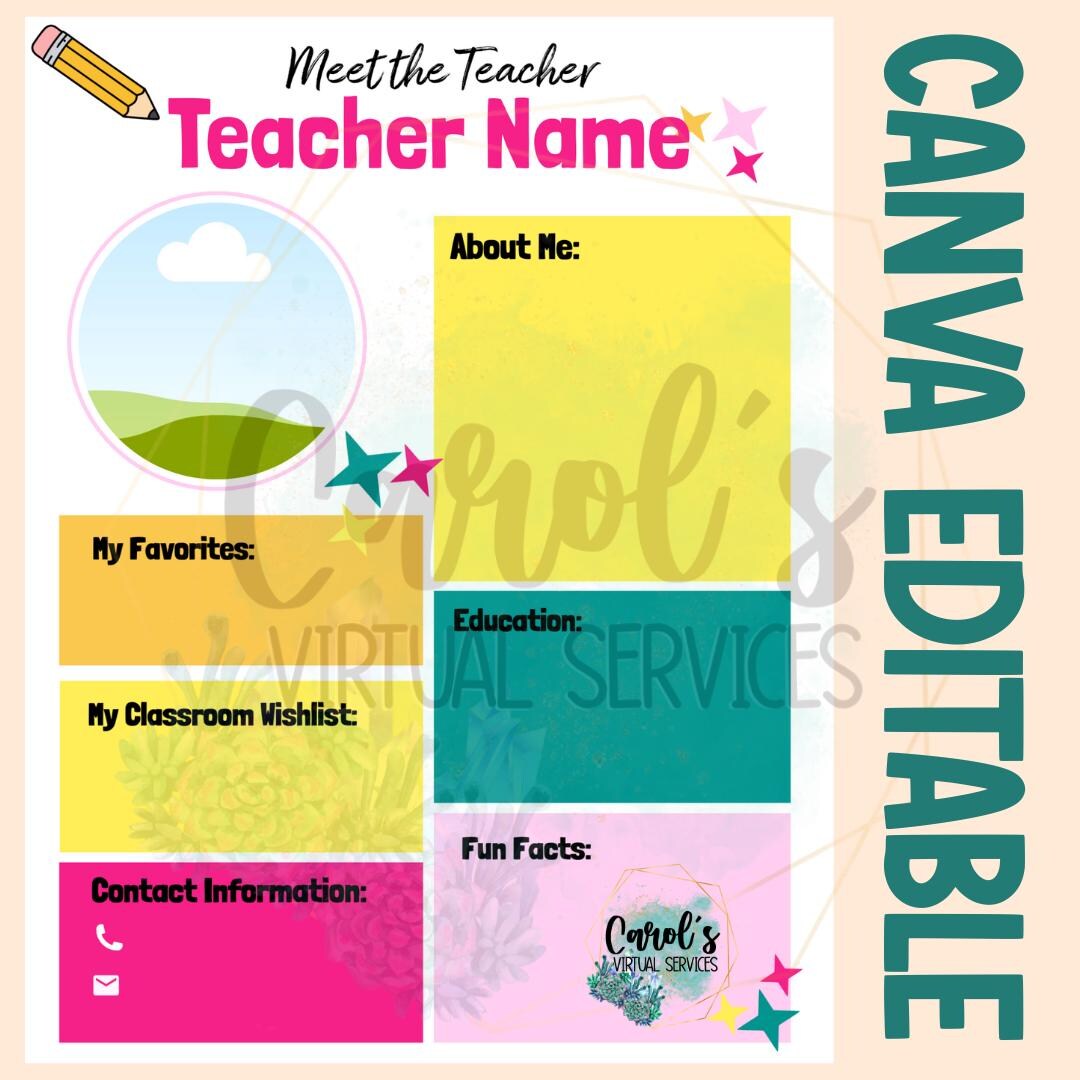 Editable Meet the Teacher Printable | Teacher Resources | Instant ...