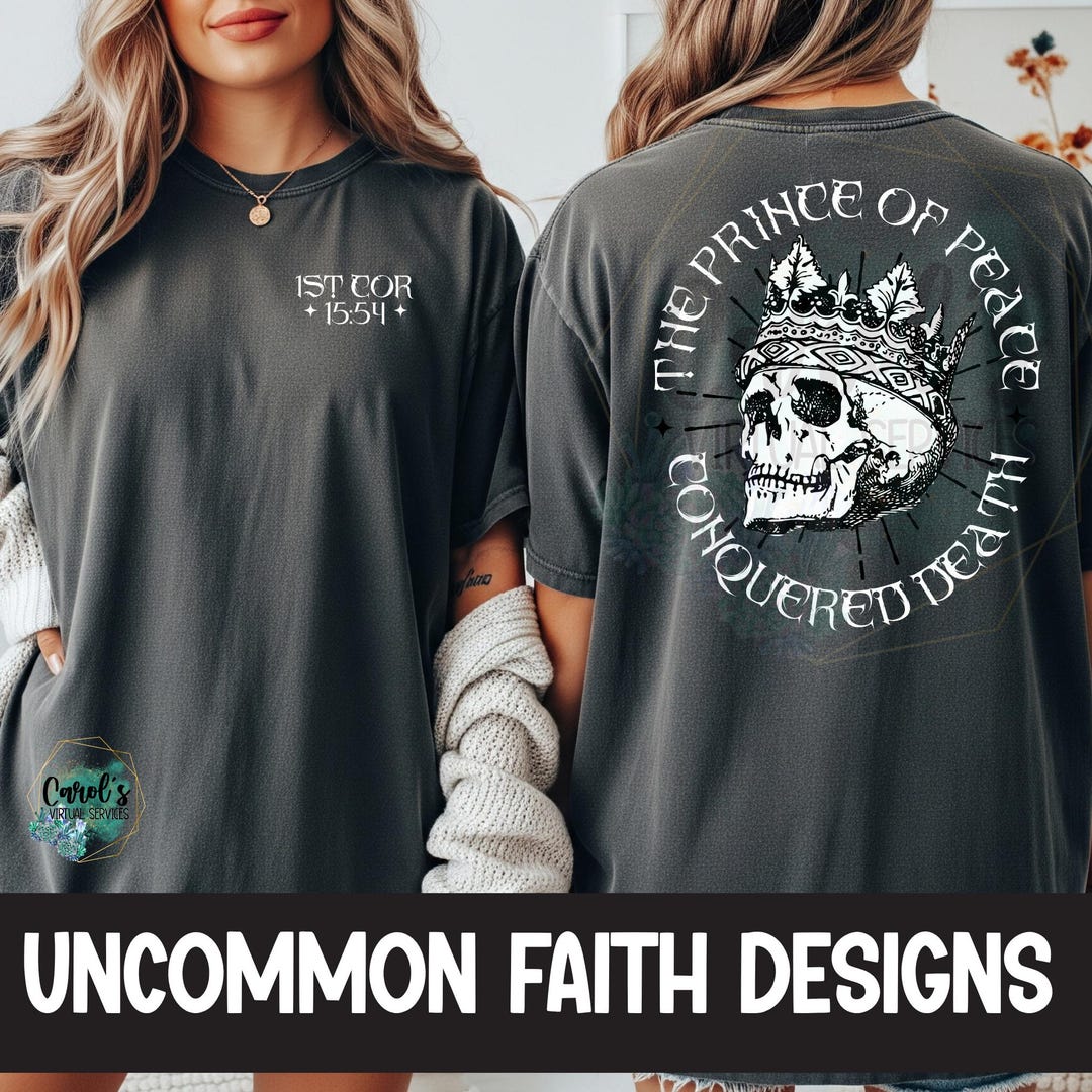 Prince of Peace Conquered Death - Grunge Faith Inspirational Front Back ...