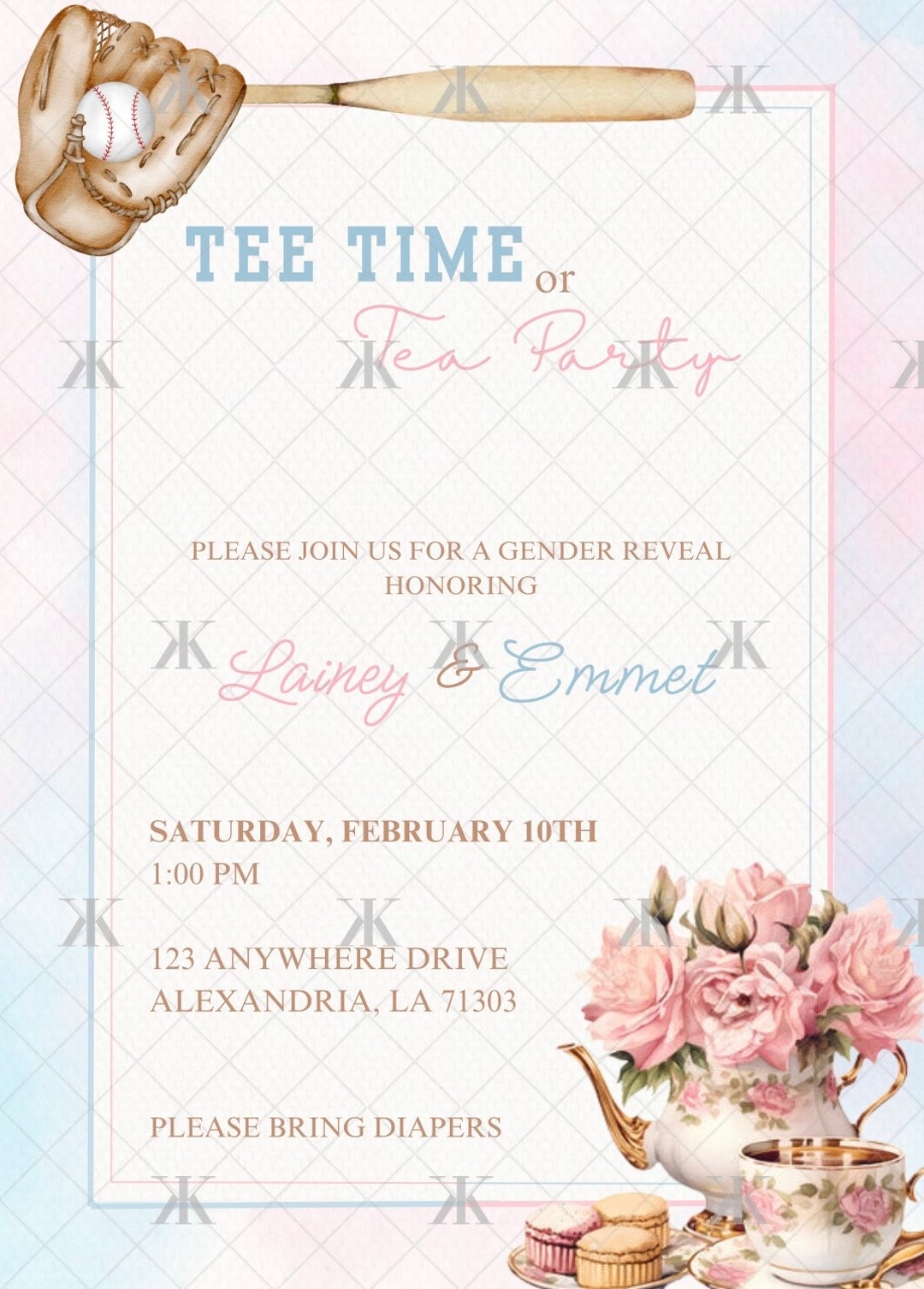 Tee Time or Tea Time Gender Reveal Invitation - Etsy
