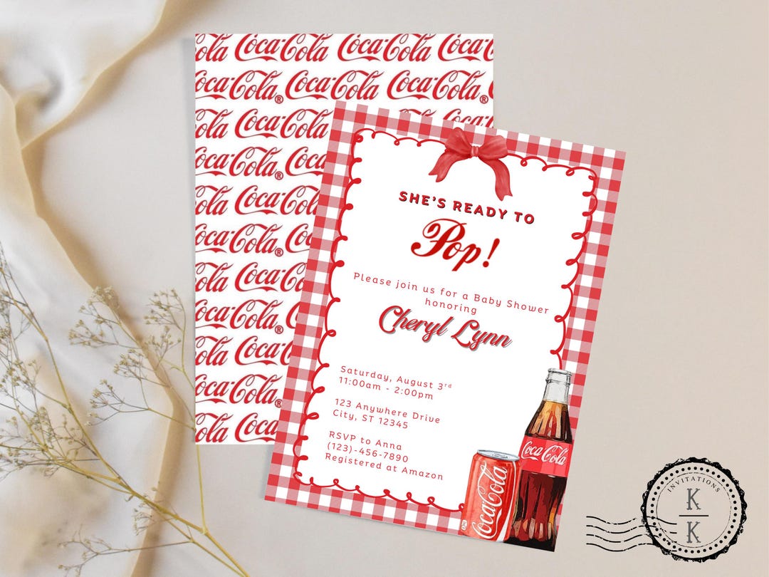 She's Ready to Pop - Coca-cola Themed Baby Shower Invitation - Etsy