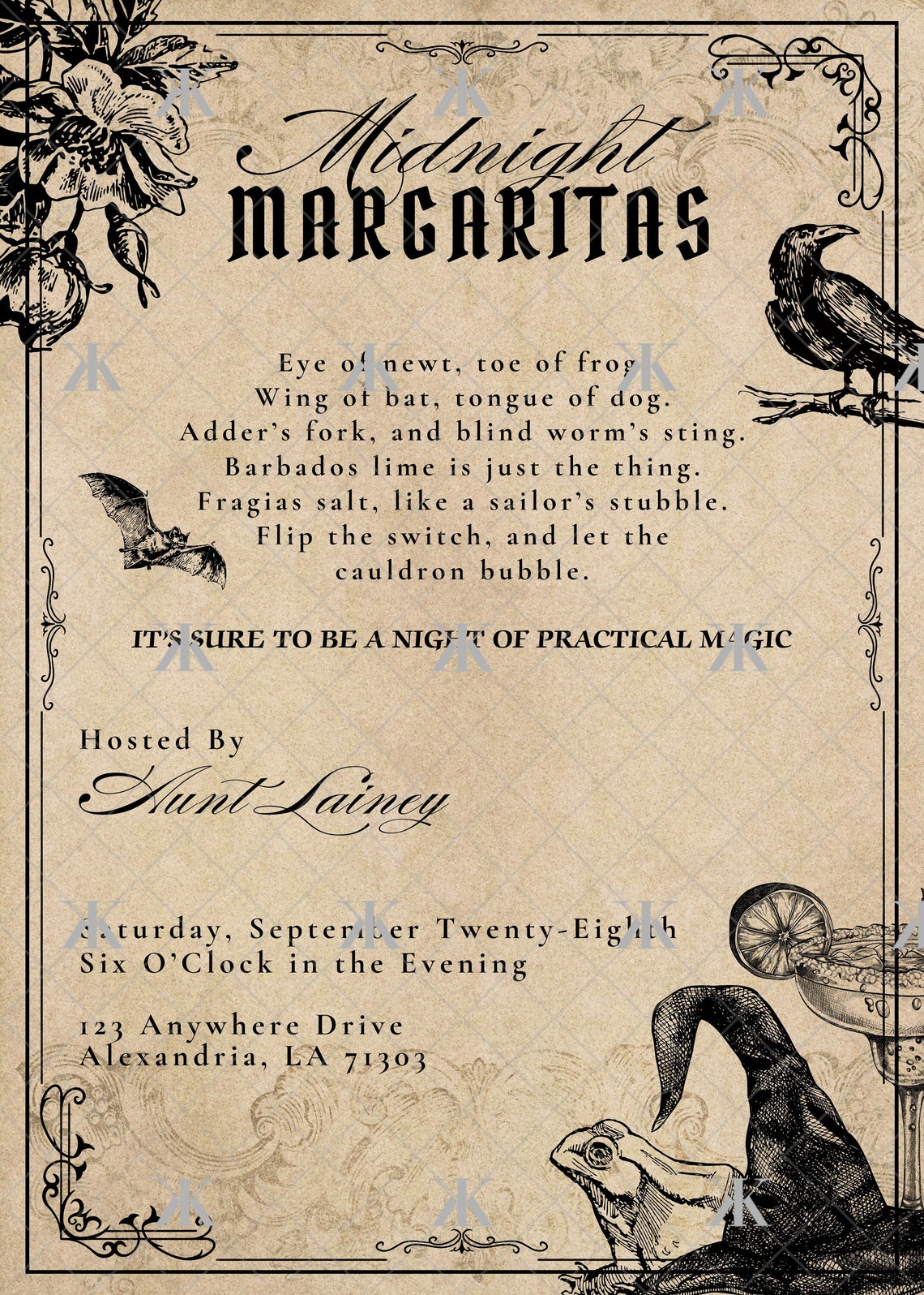 Midnight Margaritas Halloween Invitation - Etsy