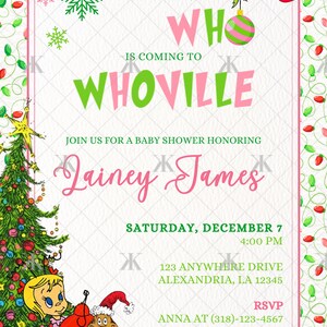 A Little Who - the Grinch - Christmas Baby Shower Invitation - Etsy