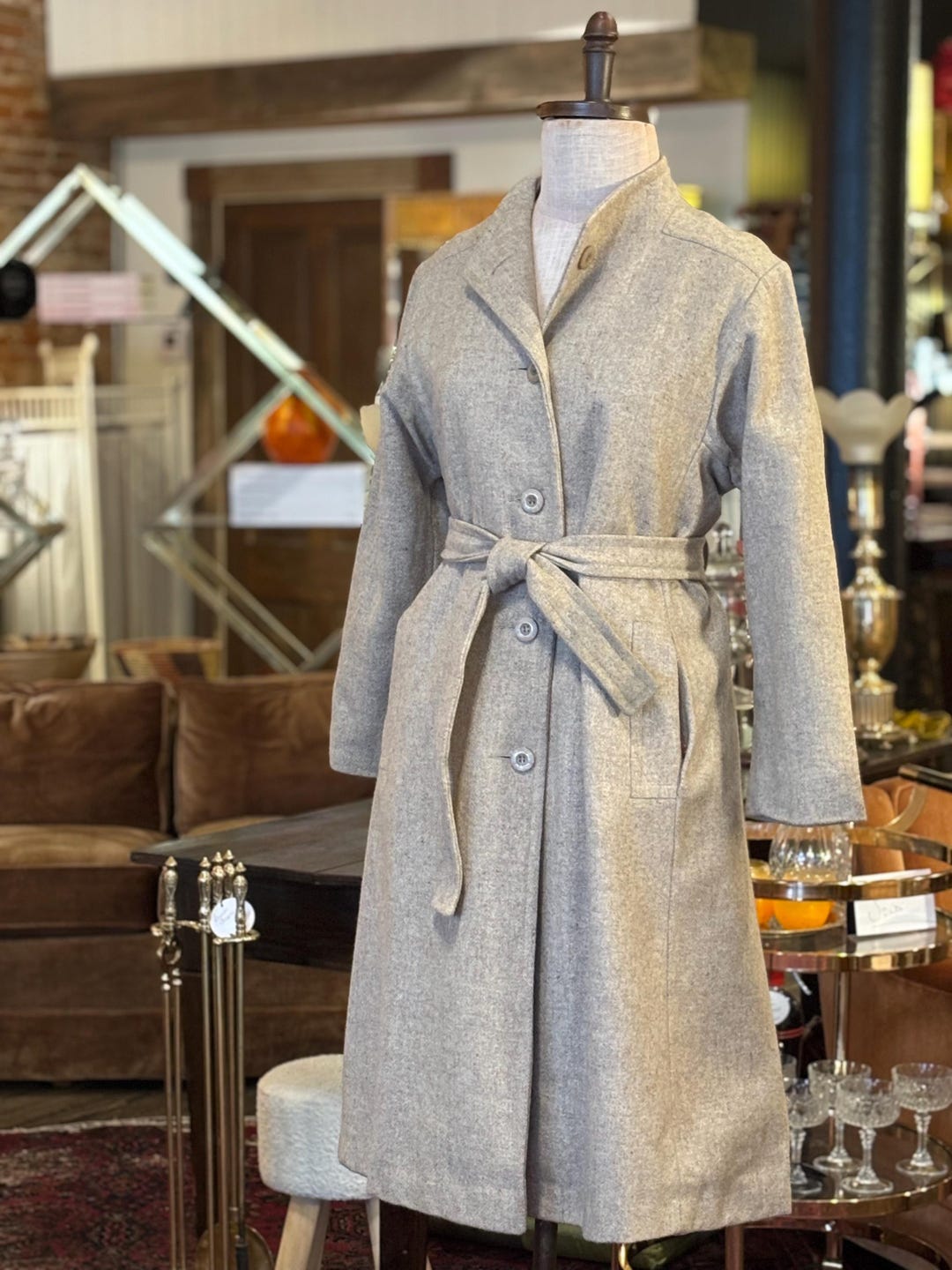 Vintage Volup 1970s Oatmeal Color Wool Tweed Belted Coat - Etsy
