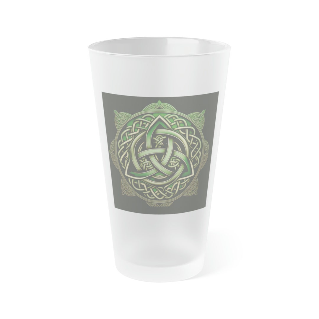 Beautiful Celtic Knot Triquetra Frosted Pint Glass, 16oz, Celtic Knot ...