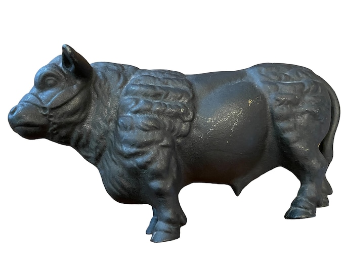 Vintage Cast Iron Bull Cow Still Coin Bank or Door Stop, Heavy: 7 Lbs ...