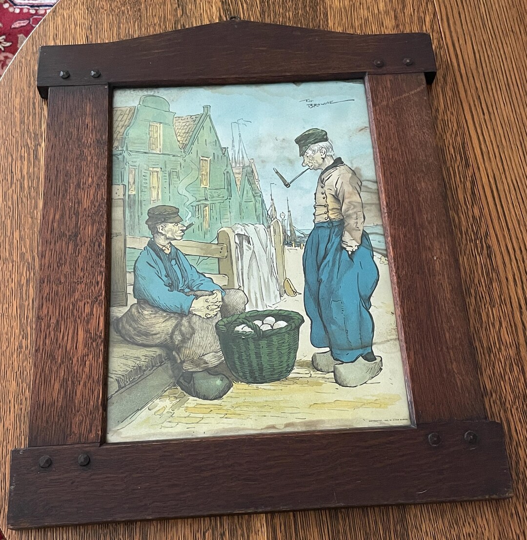 CHOICE: Early 1900's Rare Solid Oak Framed Tom Browne Prints, 16 X 20 Unique Frames - Etsy