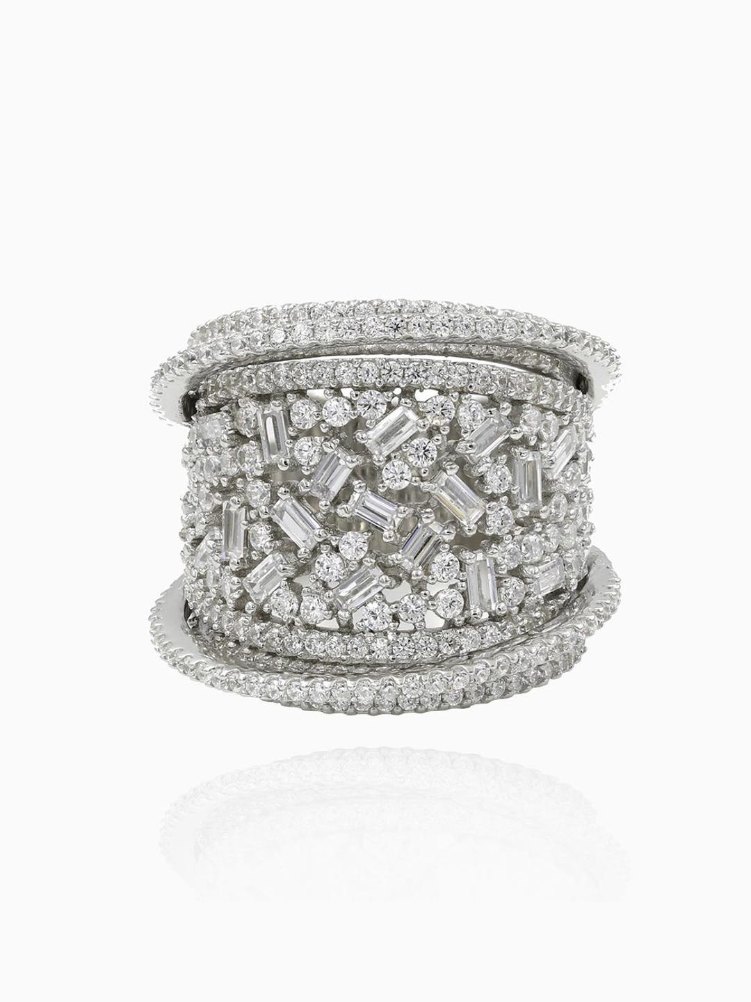 Multi-layer Diamond Cigar Band Cocktail Ring - Etsy