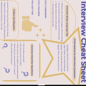 Job Interview Cheat Sheet | Printable Interview Guide, STAR Method ...