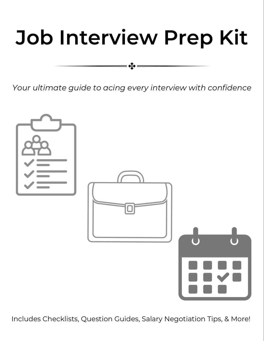 Job Interview Prep Kit | Printable Interview Guide, Questions & Answers ...