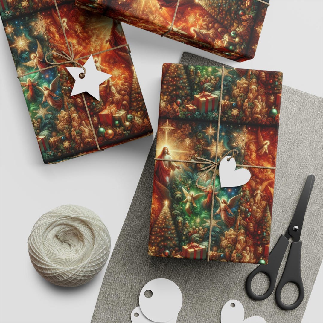 Christmas Religious Wrapping Paper Sheets, 1pc - Retro Vintage Jesus ...