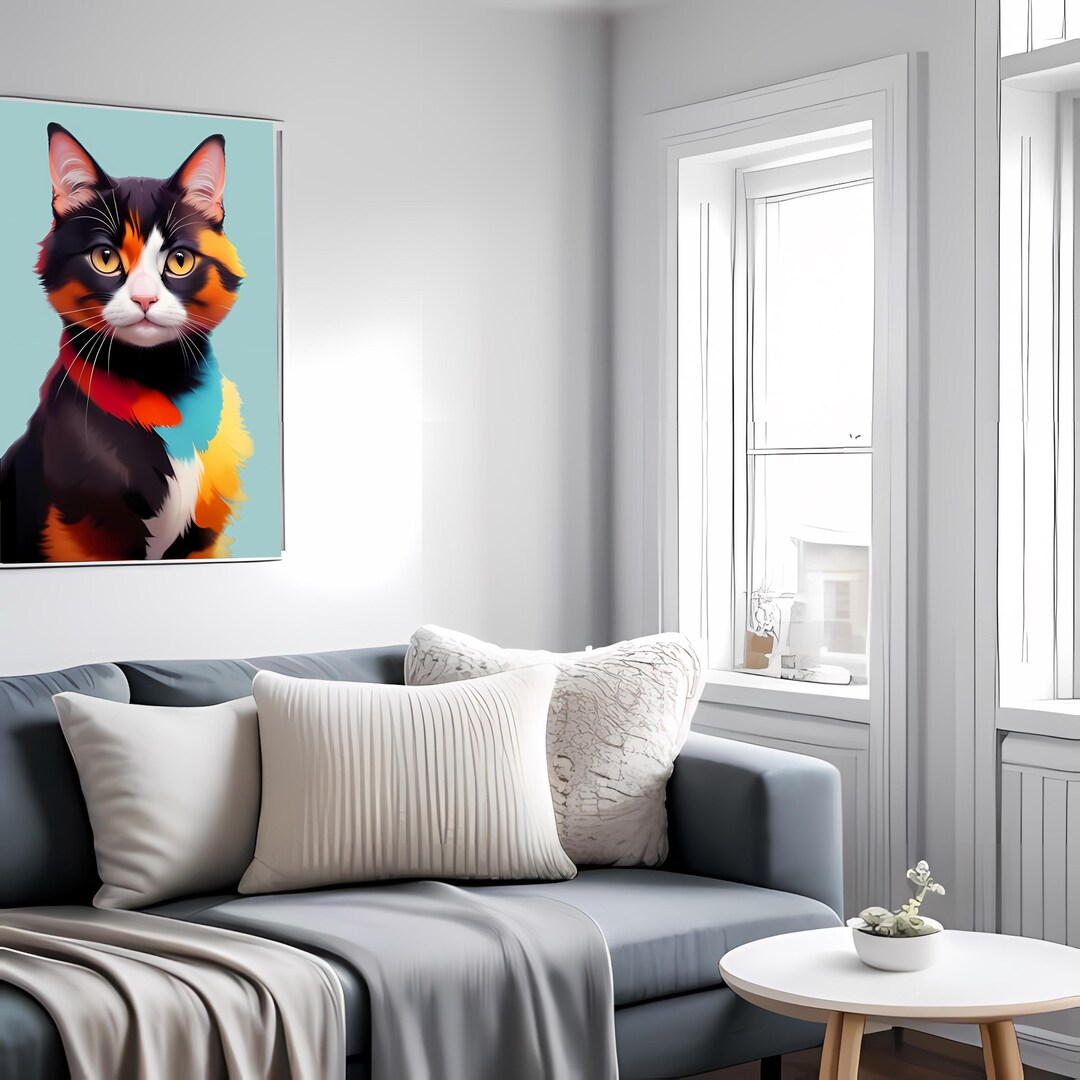 Colorful Cat | AI Art | Printable Art | Digital Download | Wall Art ...