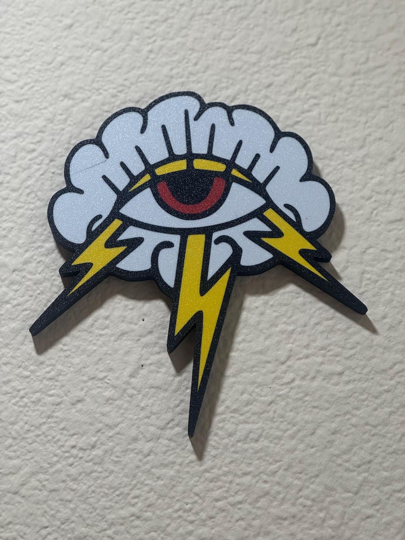 3D Printed Traditional Tattoo Eye & Lightning Sign – Bold Tattoo Wall ...