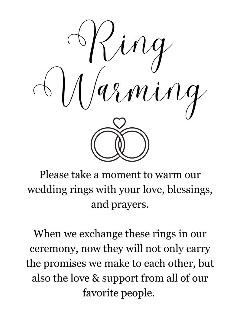 Ring Warming Ceremony Sign (customizable) - Etsy