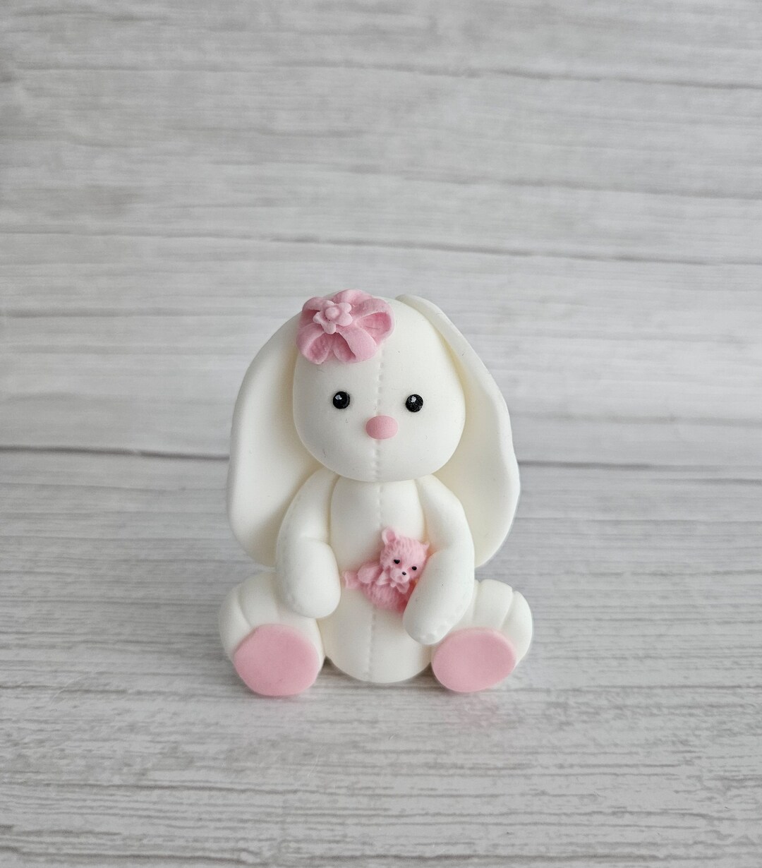 Fondant Bunny Edible Cake Toppers Birthday Baby Shower Christening ...