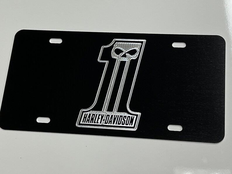 Harley Davidson Number One Logo Engraved Car Tag Thick Aluminum Metal ...