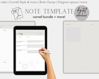 Digital Note Papers Template With Tabs, Pastel Cornell Notes, Student ...