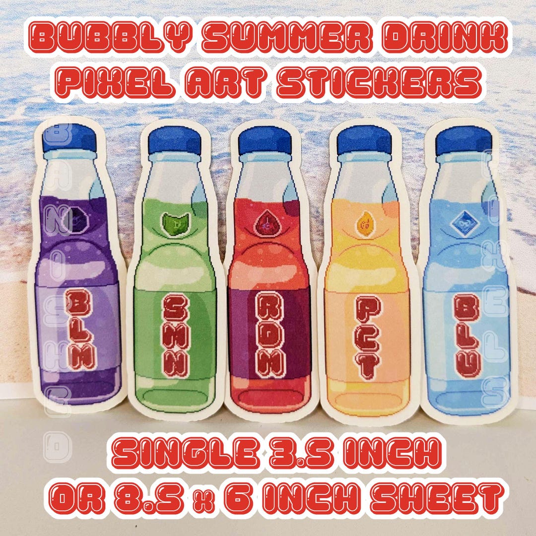 Bubbly Summer Drink FFXIV Inspired Pixel Job Stone Sticker Water ...