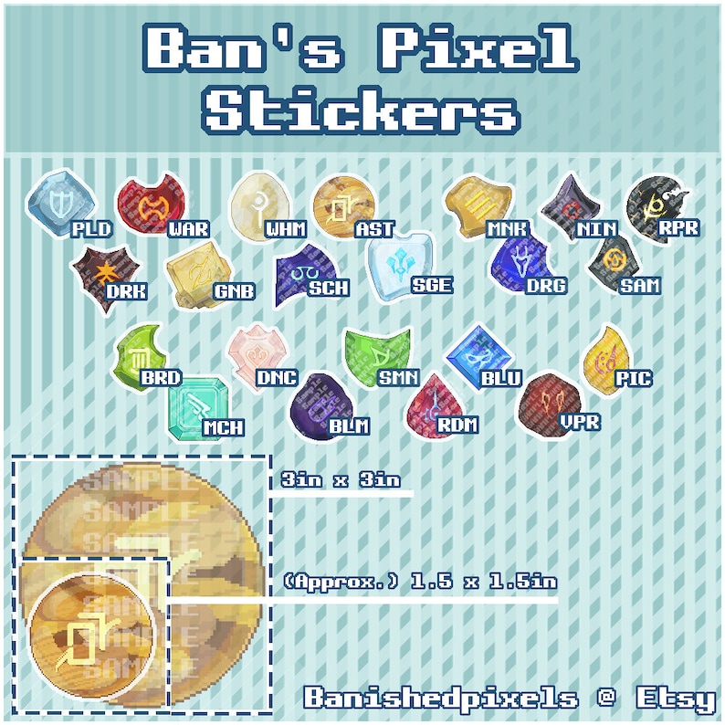FFXIV Inspired Pixel Job Stone Sticker Viper - Etsy