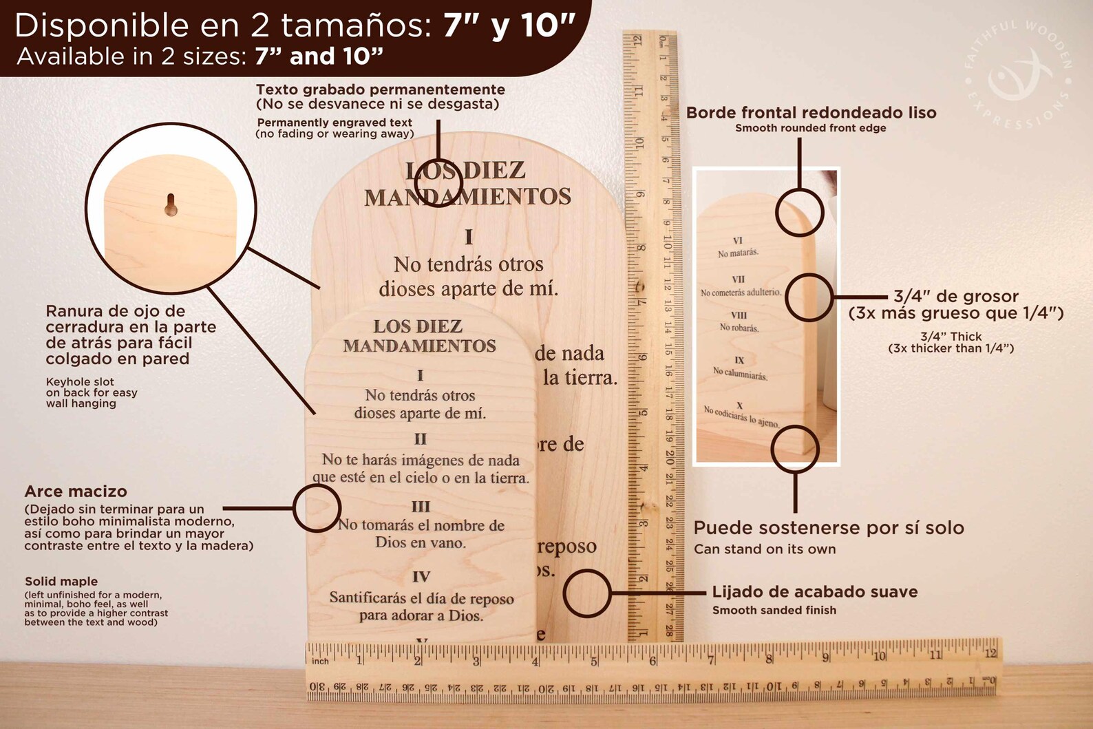 Spanish Ten Commandments Wooden Tablets Set | Juego De Tablas De Madera ...