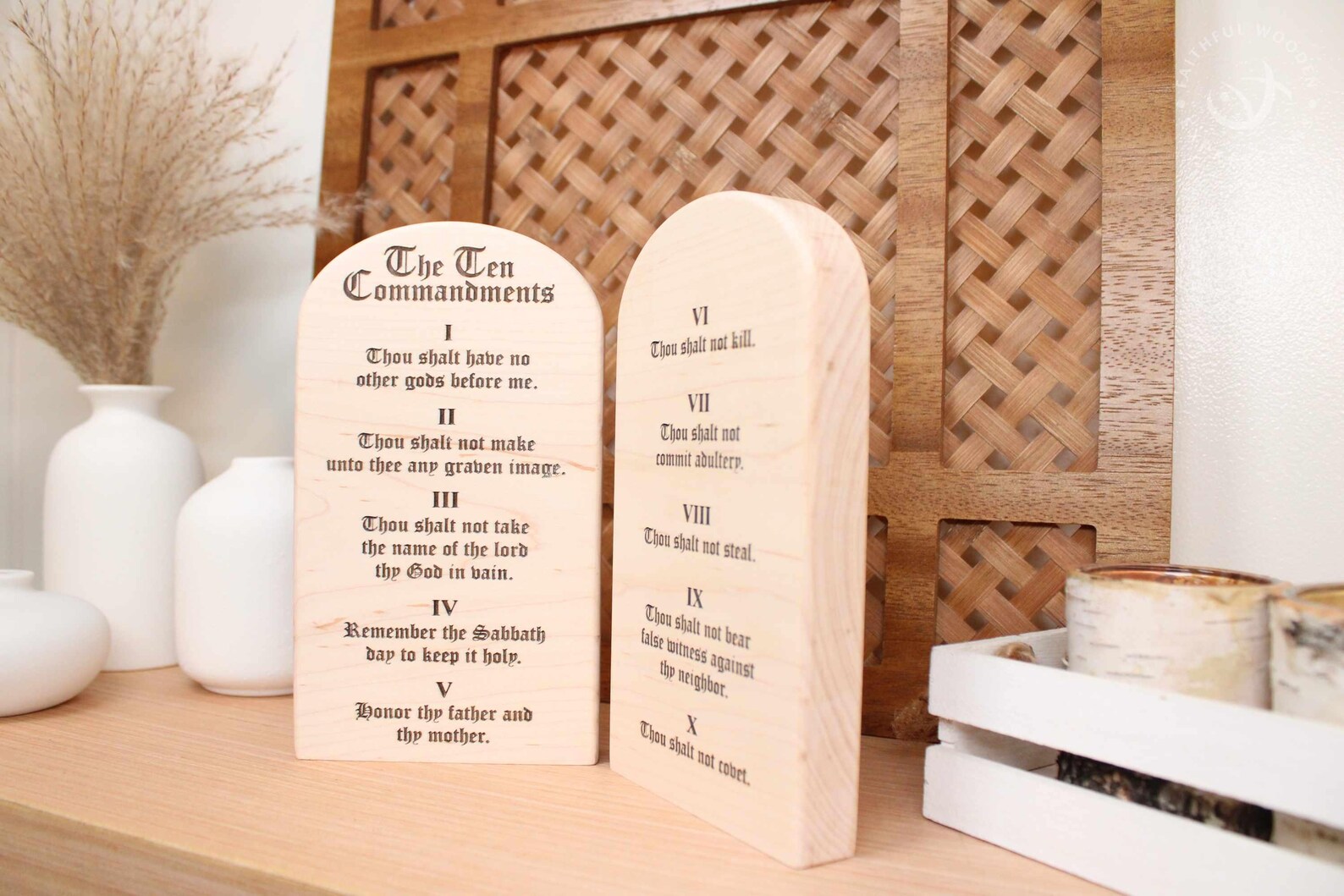 The Ten Commandments Wooden Tablets Set | Christian Wall or Shelf Decor ...