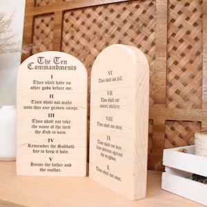 The Ten Commandments Wooden Tablets Set | Christian Wall or Shelf Decor ...