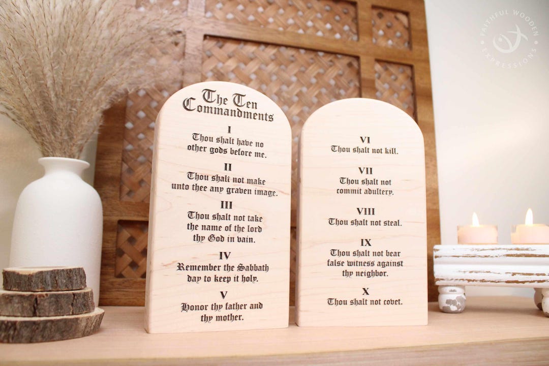 The Ten Commandments Wooden Tablets Set | Christian Wall or Shelf Decor ...