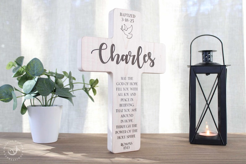 Personalized Baptism Cross for Boy or Girl | Wood Cross With Name ...