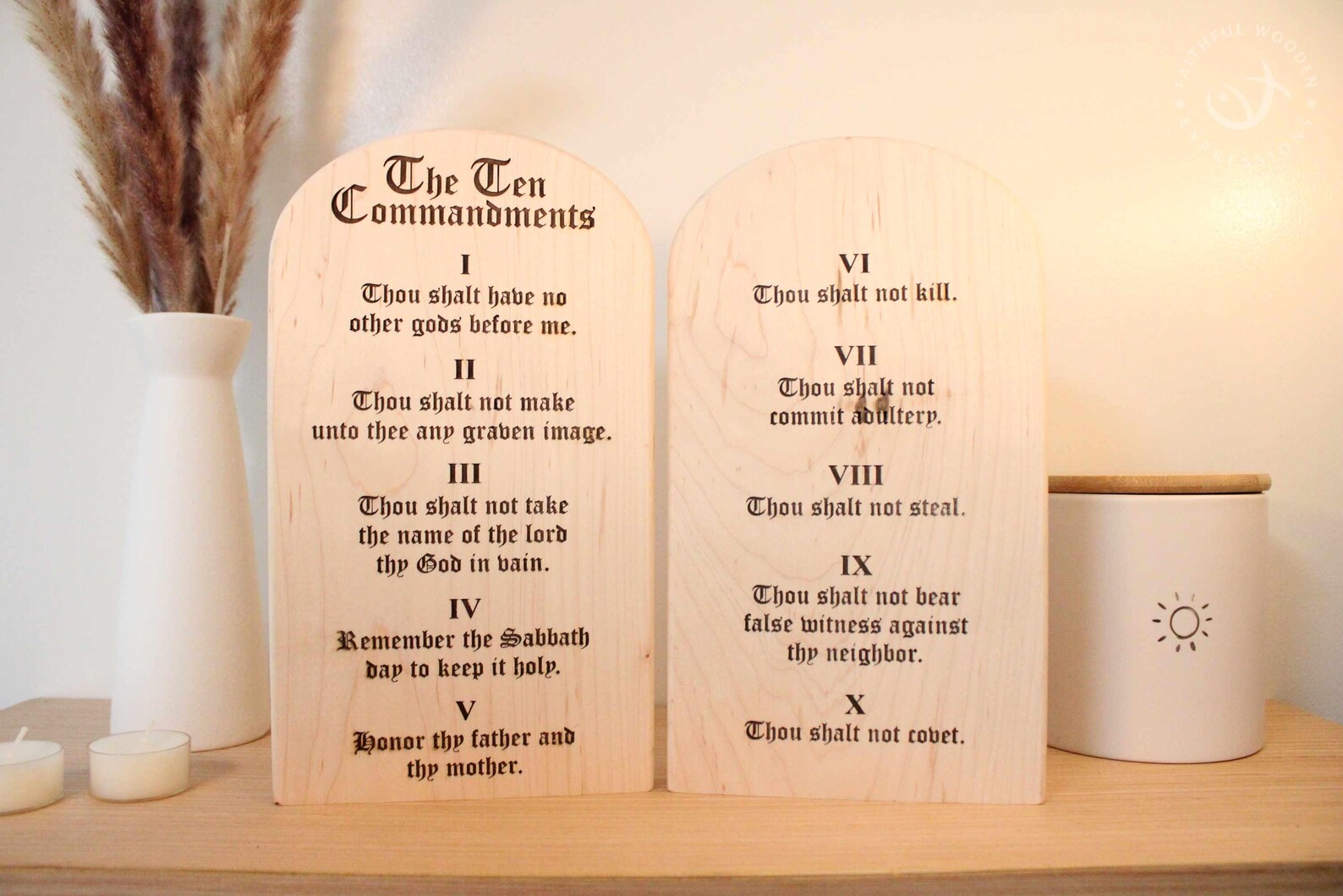 The Ten Commandments Wooden Tablets Set | Christian Wall or Shelf Decor ...