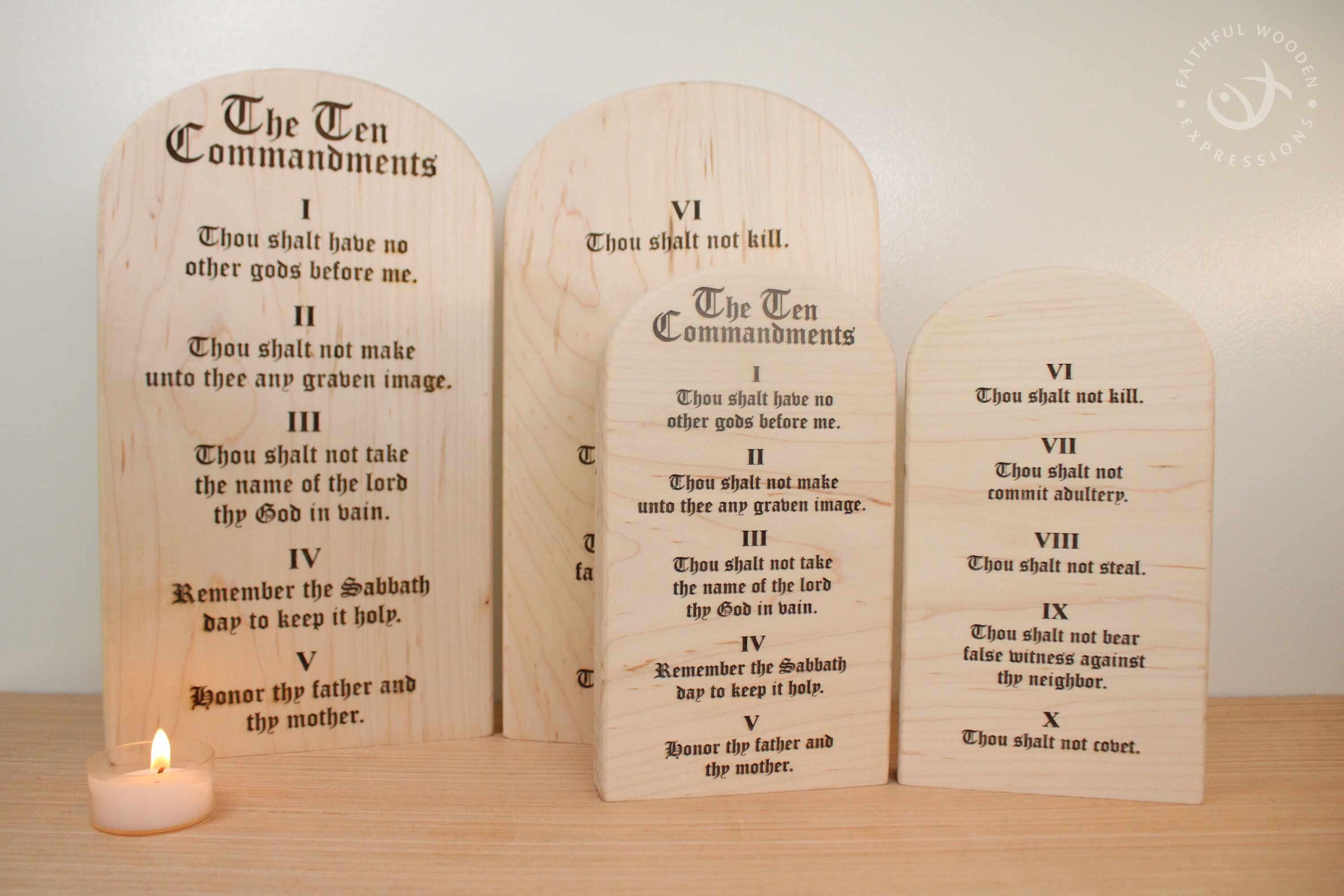 The Ten Commandments Wooden Tablets Set Christian Wall or Shelf Decor ...