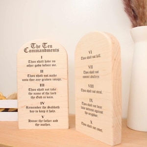 The Ten Commandments Wooden Tablets Set | Christian Wall or Shelf Decor ...