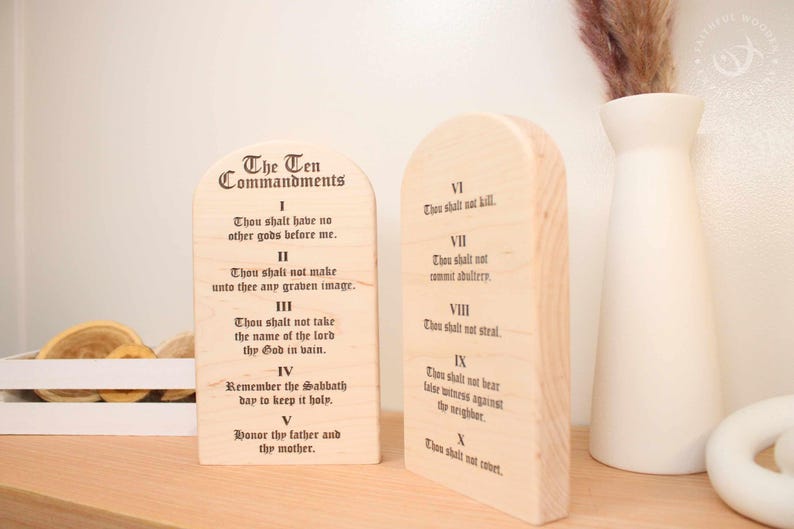 The Ten Commandments Wooden Tablets Set | Christian Wall or Shelf Decor ...