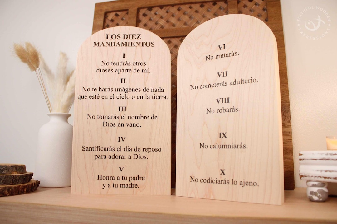 Spanish Ten Commandments Wooden Tablets Set | Juego De Tablas De Madera ...