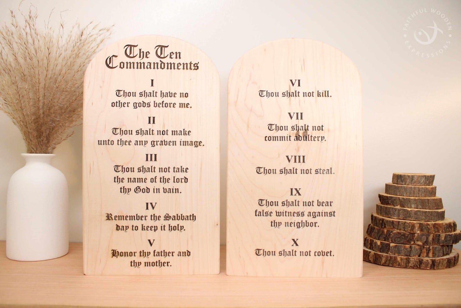 The Ten Commandments Wooden Tablets Set | Christian Wall or Shelf Decor ...