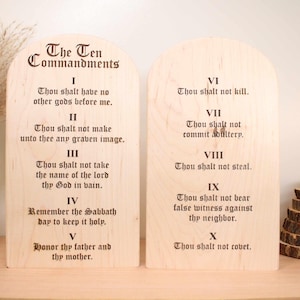 The Ten Commandments Wooden Tablets Set | Christian Wall or Shelf Decor ...