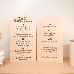 The Ten Commandments Wooden Tablets Set | Christian Wall or Shelf Decor ...