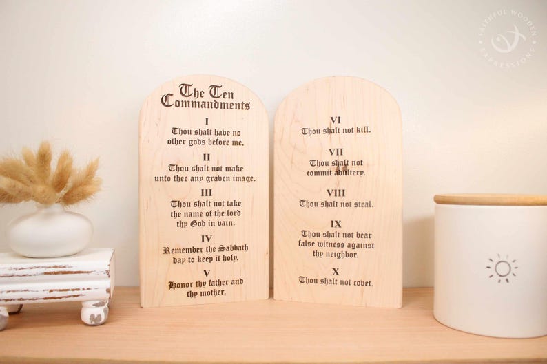 The Ten Commandments Wooden Tablets Set Christian Wall or Shelf Decor ...