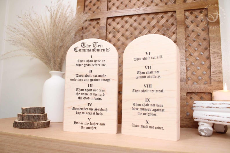 The Ten Commandments Wooden Tablets Set | Christian Wall or Shelf Decor ...